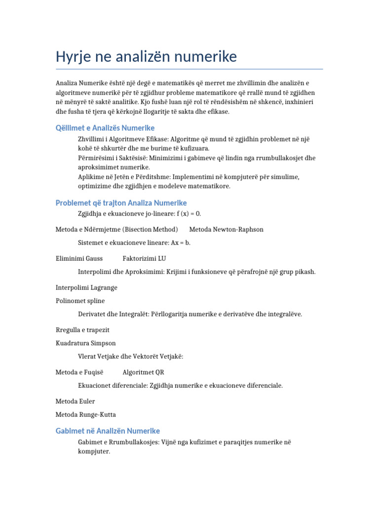 Hyrje Ne Analizen Numerike Finalized | PDF