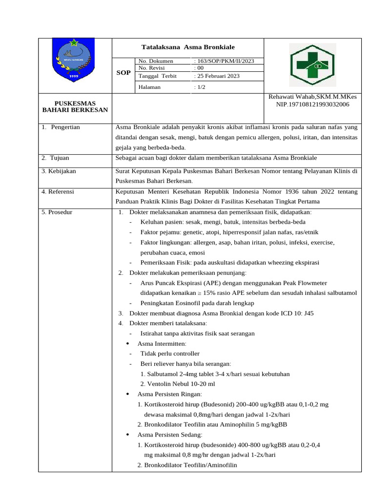 Sop Asma Bronkiale | PDF