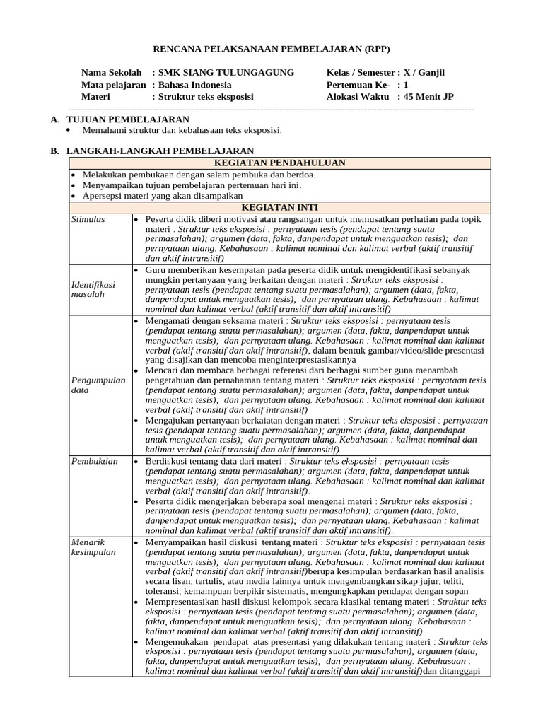 RPP 4 - Struktur teks eksposisi | PDF