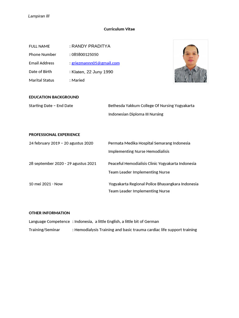 CV BARU Randy | PDF