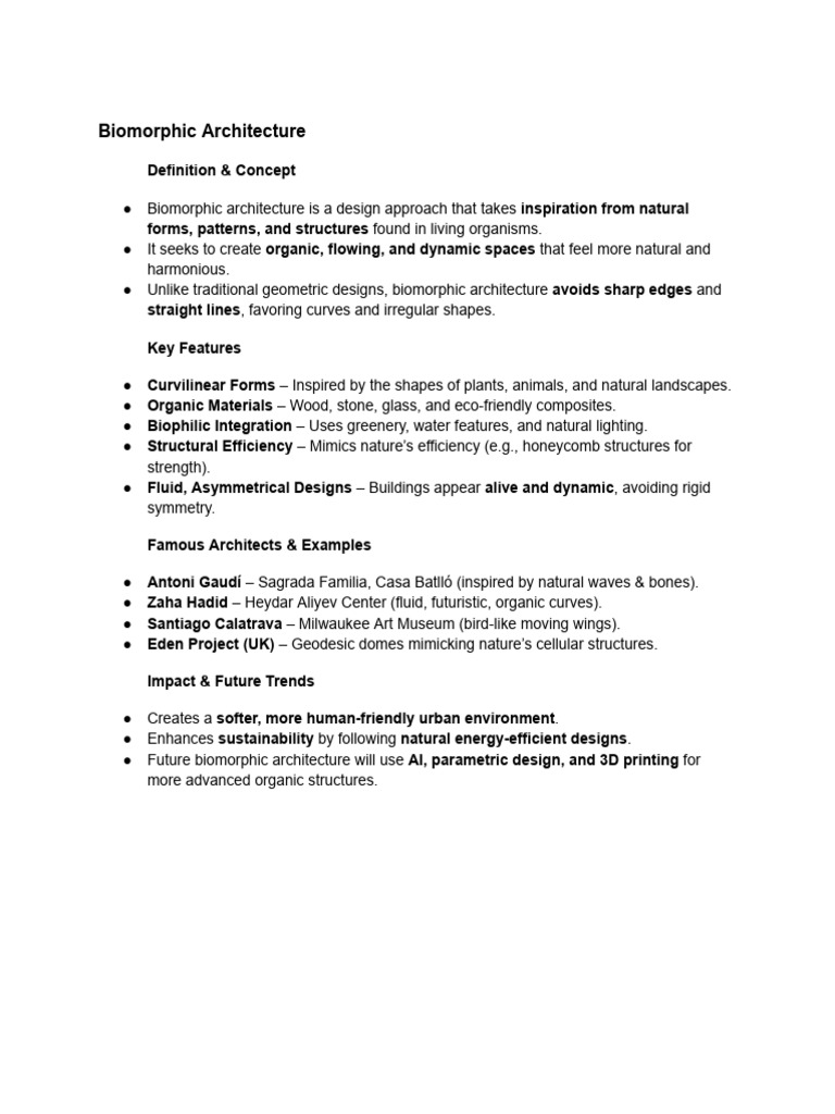 Biomorphic Architecture Explained | PDF