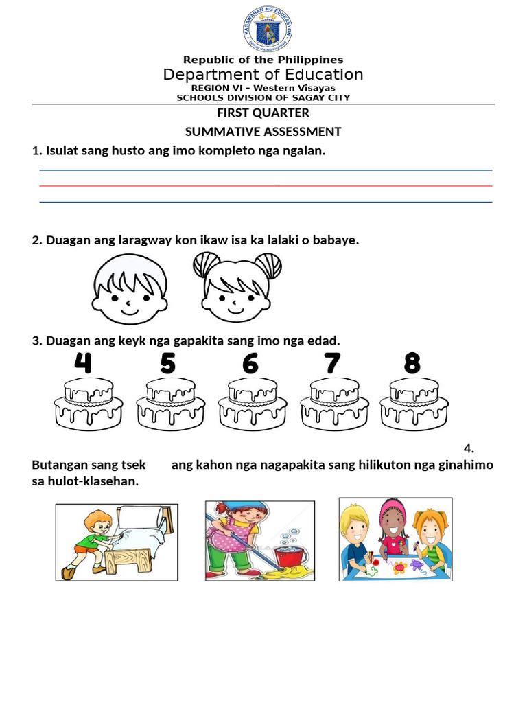 Summative Test KINDER | PDF