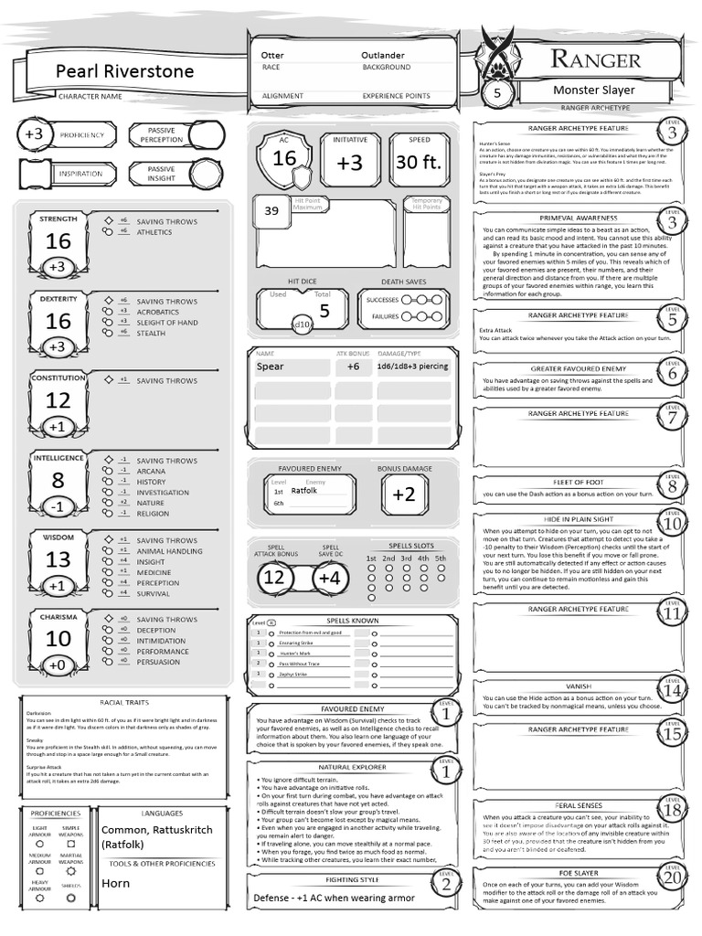 Pearl Riverstone - Level 5 Ranger | PDF