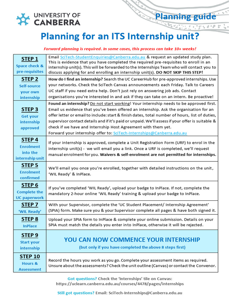 UC Planning Guide - ITS Internships - SciTech - 03.12.24 | PDF | Internship | Job Hunting