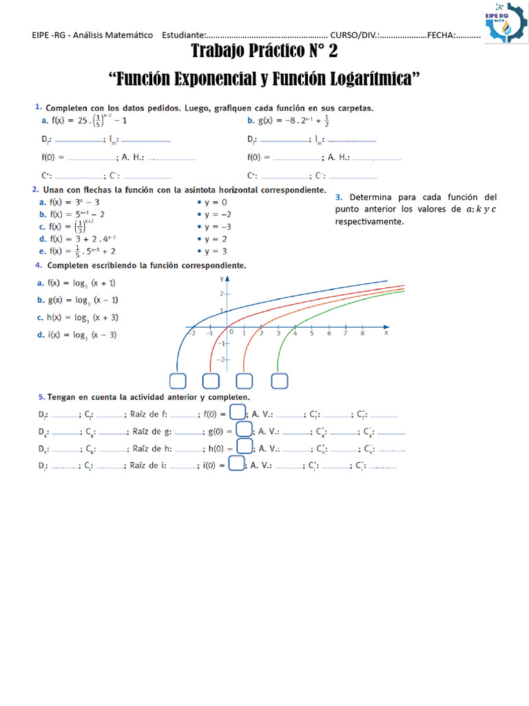 Trabajo Práctico II F. EXPONENCIAL Y LOGARITMICA | PDF