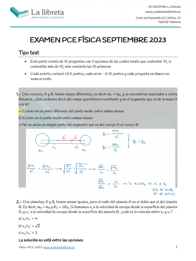 011B - SOL - Examen PCE Física Septiembre 2023 | PDF | Olas | Corriente eléctrica