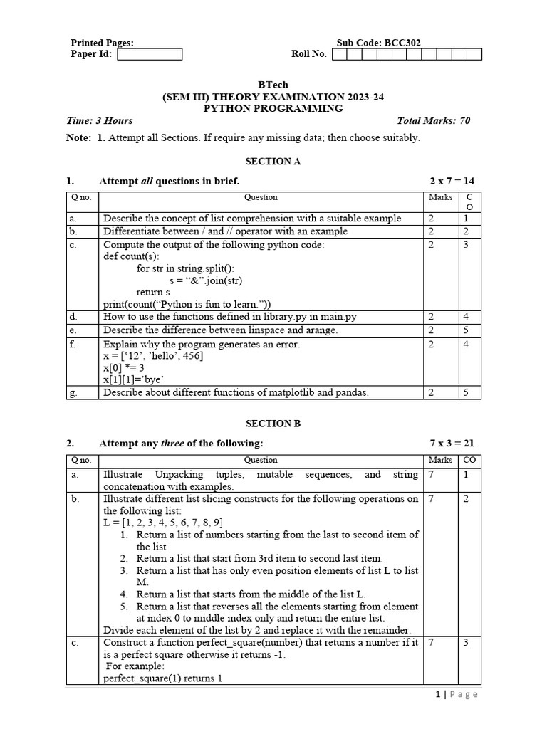 Aktu-Qp BCC302 2023-24 Odd-Sem | PDF | String (Computer Science) | Password
