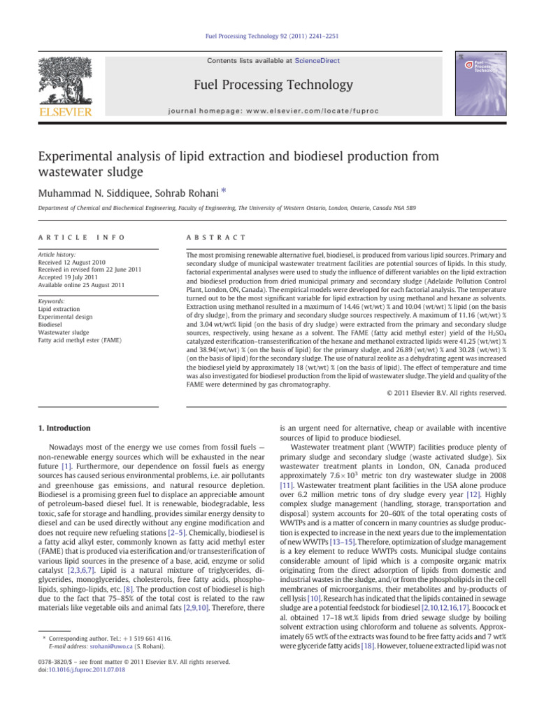 Experimental Analysis of Lipid Extractio | PDF | Gas Chromatography ...