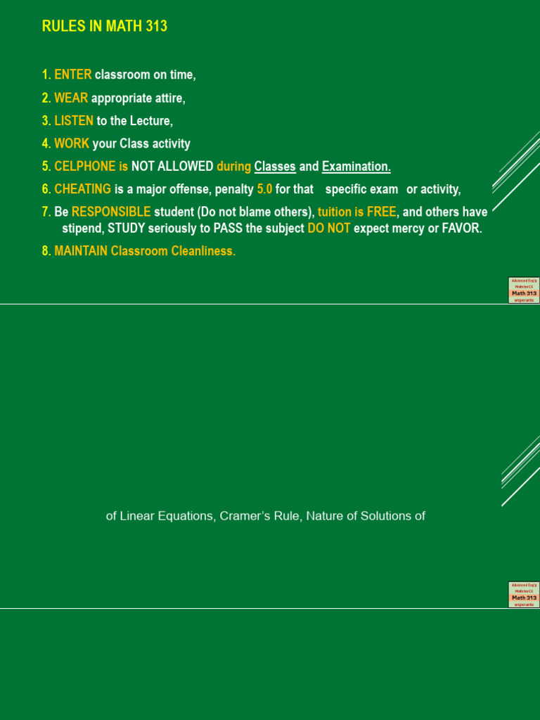 Math-313-L2-c | PDF | Determinant | System Of Linear Equations
