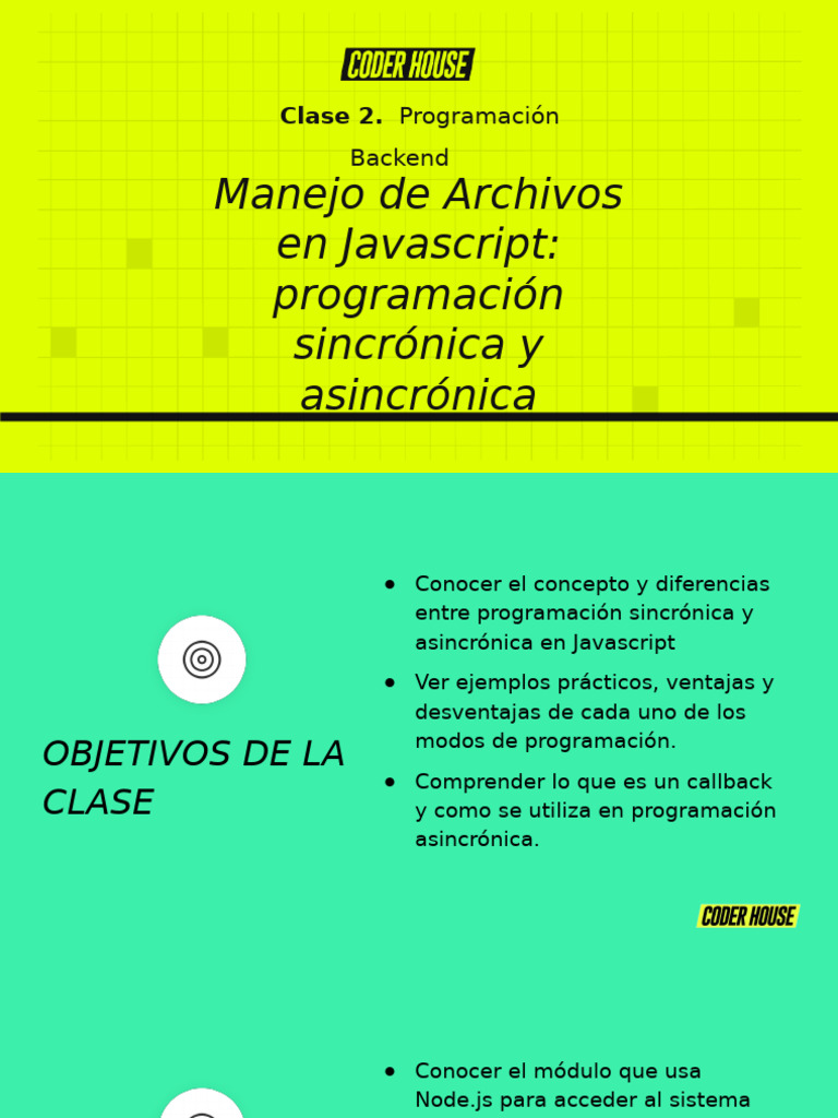 Clase 2 - Manejo de Archivos en Javascript - Programación Sincrónica y Asincrónica | PDF ...