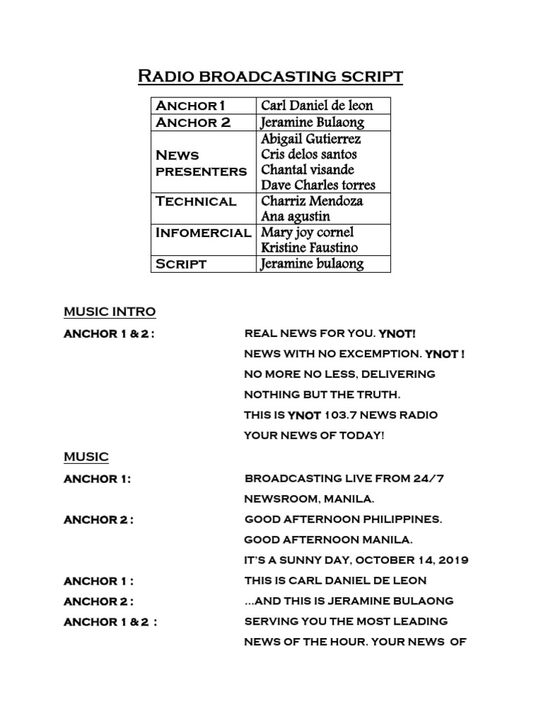 Radio-broadcasting-script | PDF