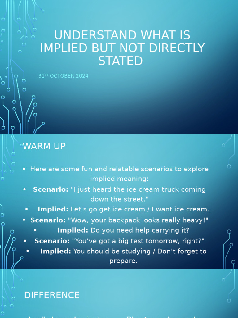 Understand What Is Implied But Not Directly Stated | PDF