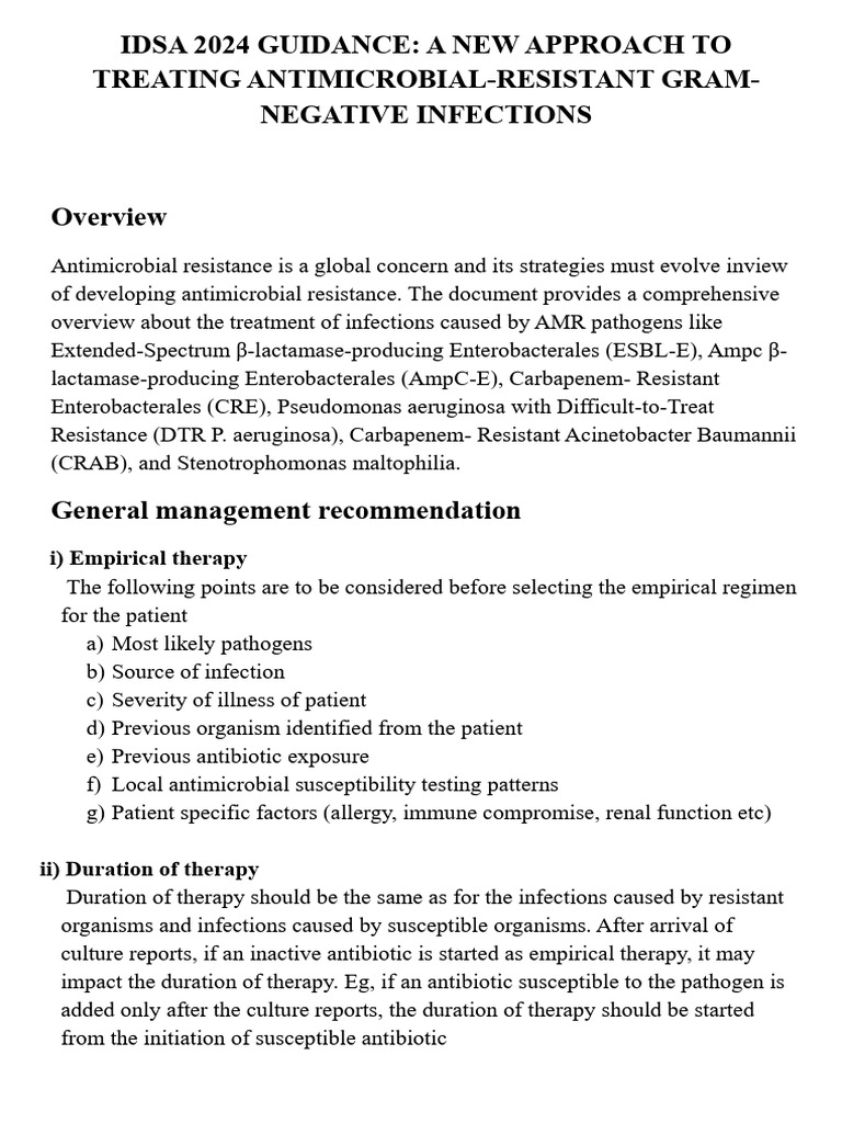 2024 IDSA Guidelines for AMR Infections | PDF | Antimicrobial ...