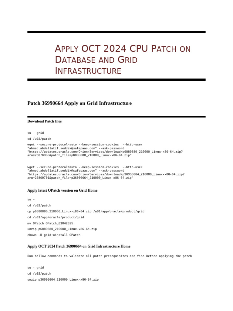 Oracle Grid & DB Patch Guide | PDF | Zip (File Format) | Computing