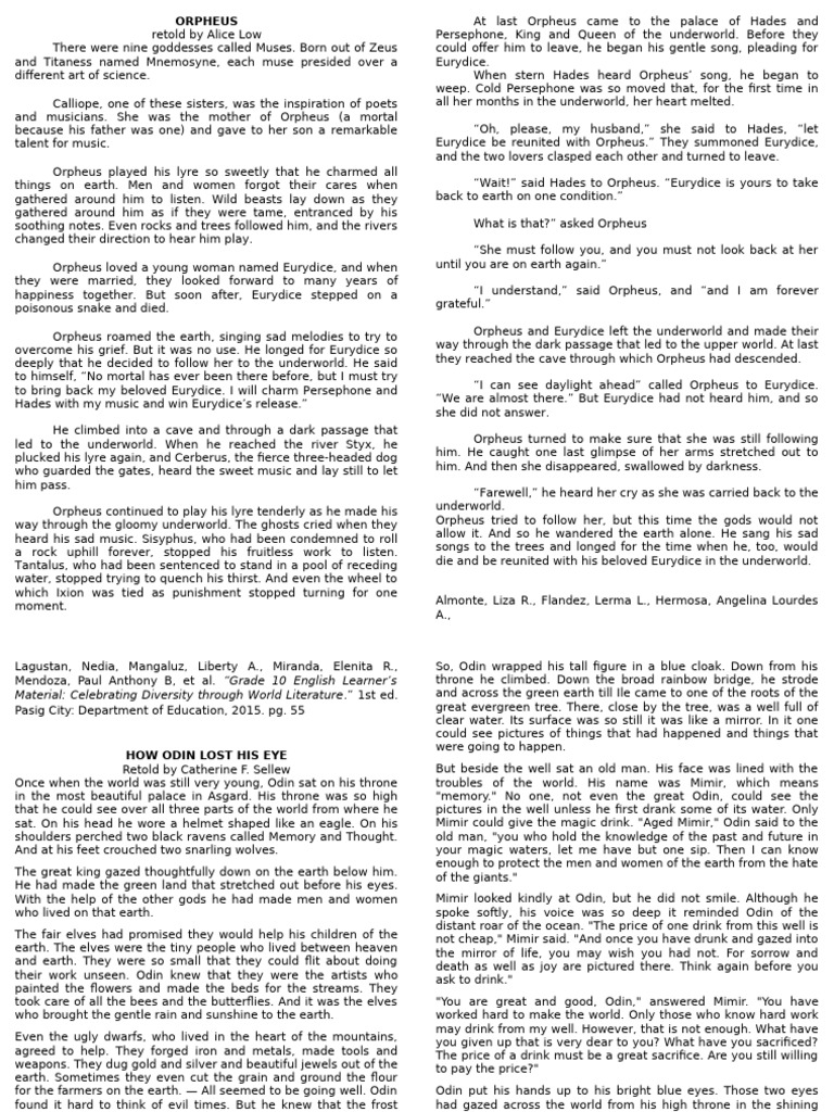 ORPHEUS & ODIN | PDF | Hades | Orpheus