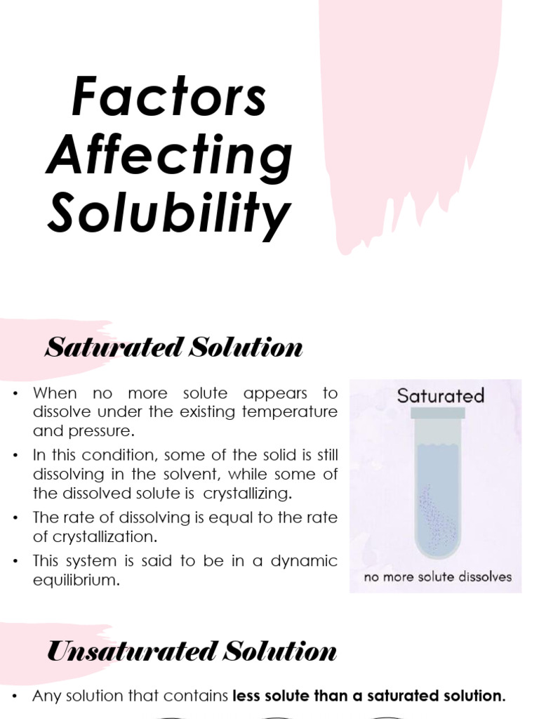 Factors Influencing Solution Solubility | PDF | Solubility | Solvation