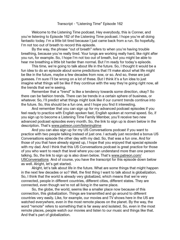 Episode 162 Transcript - Listening Time | PDF | Point Of Sale | English ...