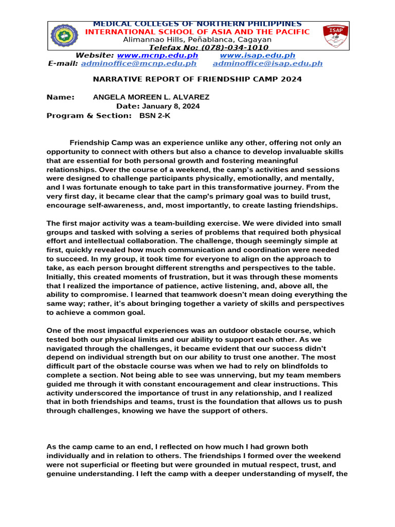 narrative-report-format | PDF | Team Building | Behavioural Sciences