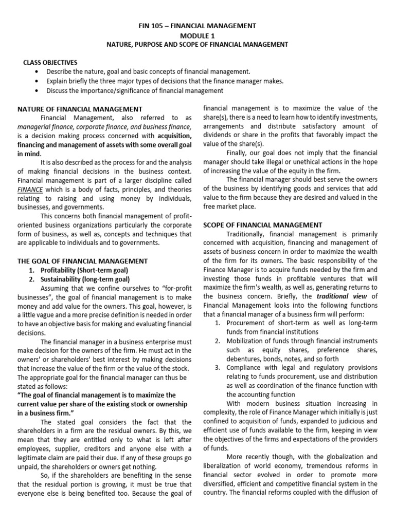 FIN 105 - Module 1 | PDF | Investing | Cost Of Capital