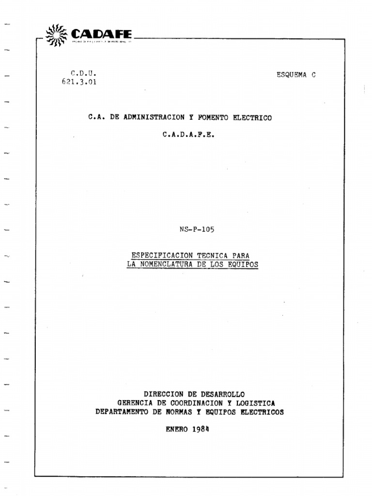 NS-P-105 Cadafe Nomenclatura de Los Equipos | PDF