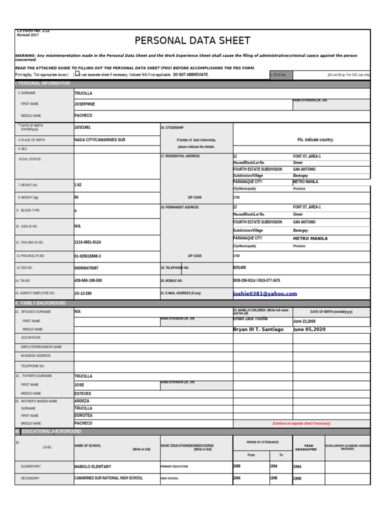 Josephine Trucilla Pds 2020 New | PDF | Government