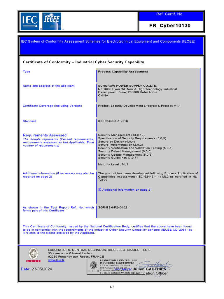 IEC 62443-4-1 Cybersecurity Certification | PDF | International ...