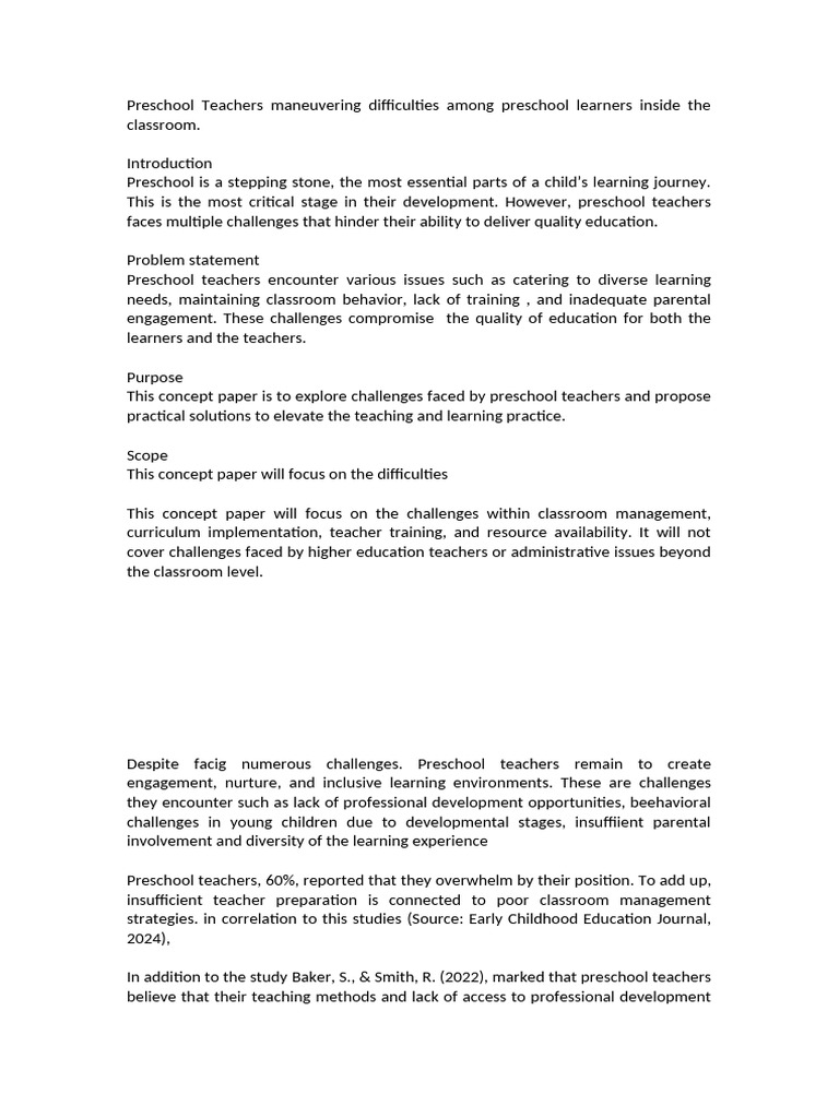 Challenges Faced by Preschool Teachers | PDF | Preschool | Teachers