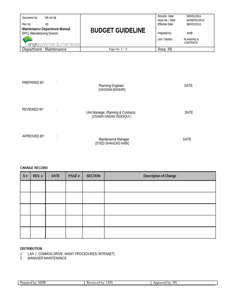 MP-AP-08 Budget Guidelines | PDF | Budget | Expense