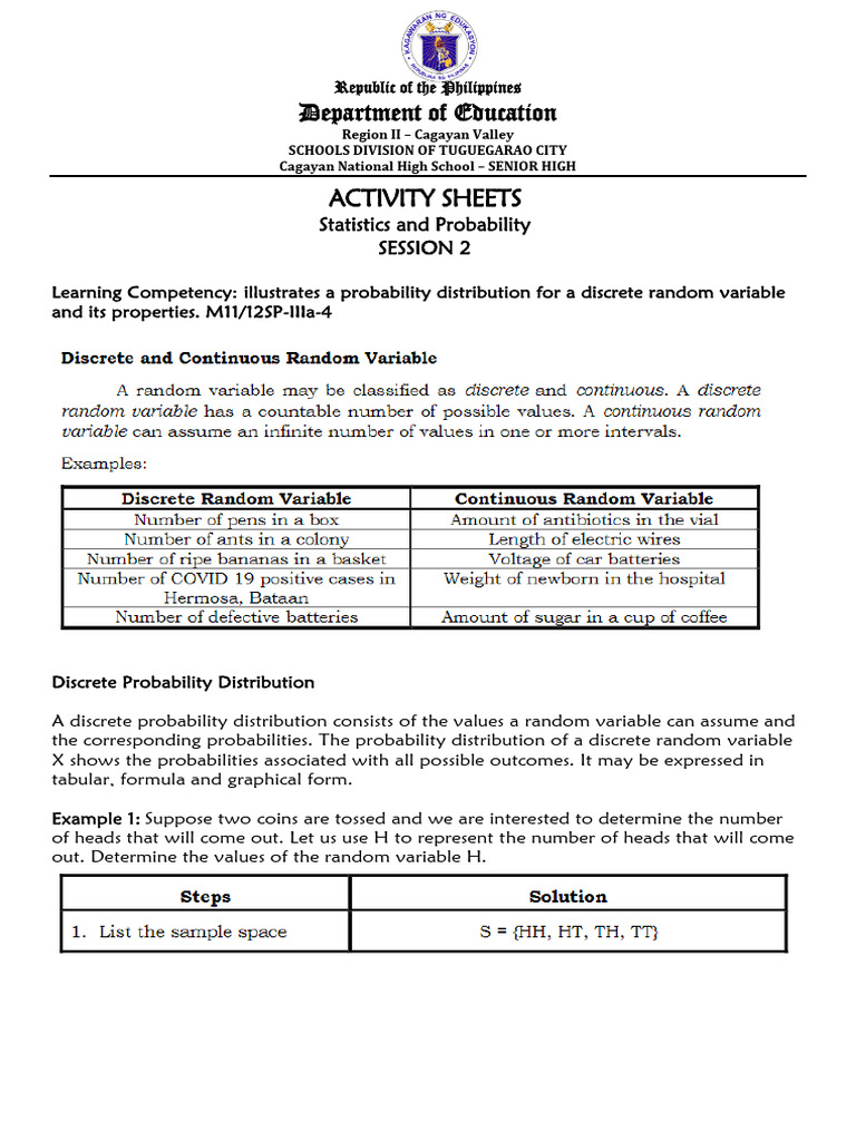 ACTIVITY-SHEET-SESSION-2-STATPROB (2) | PDF | Probability Distribution | Random Variable