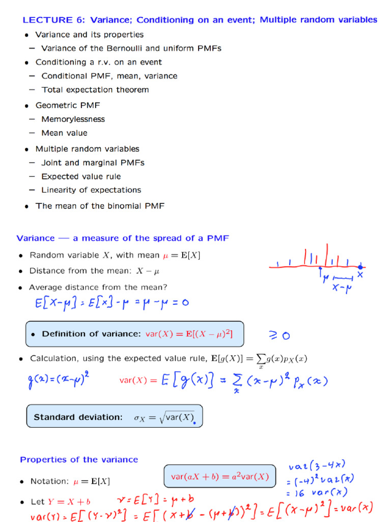 Lecture 6 Variance Conditioning On An Eventm Multiple Random 4270