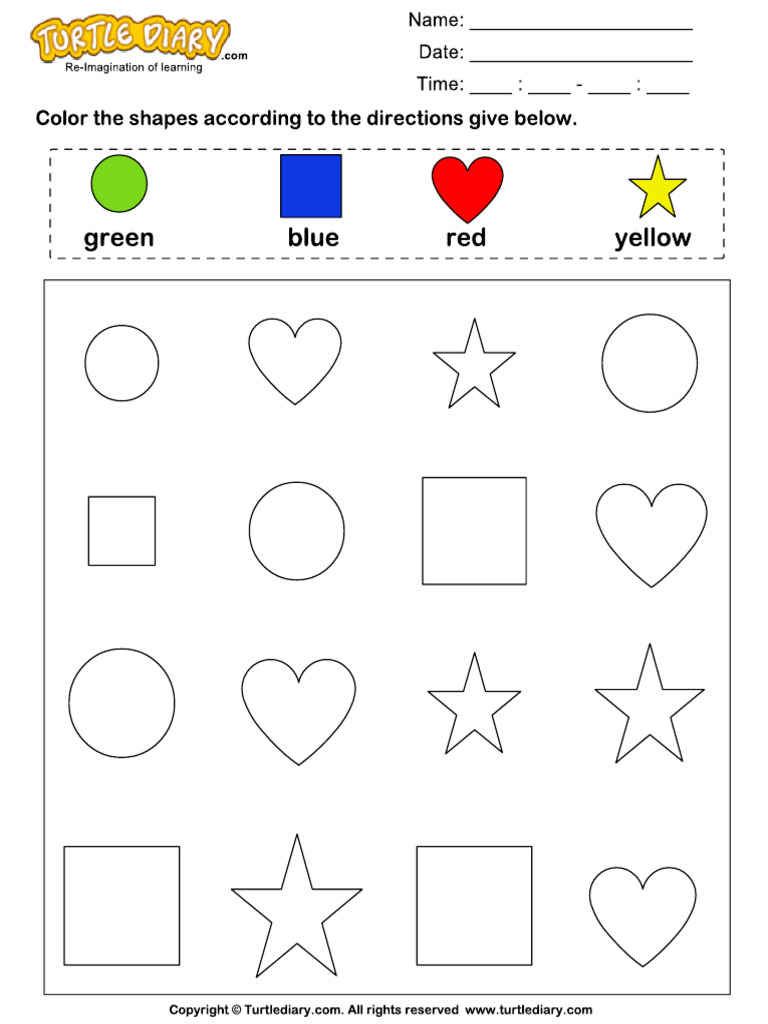Identify Shapes and Color Them | PDF