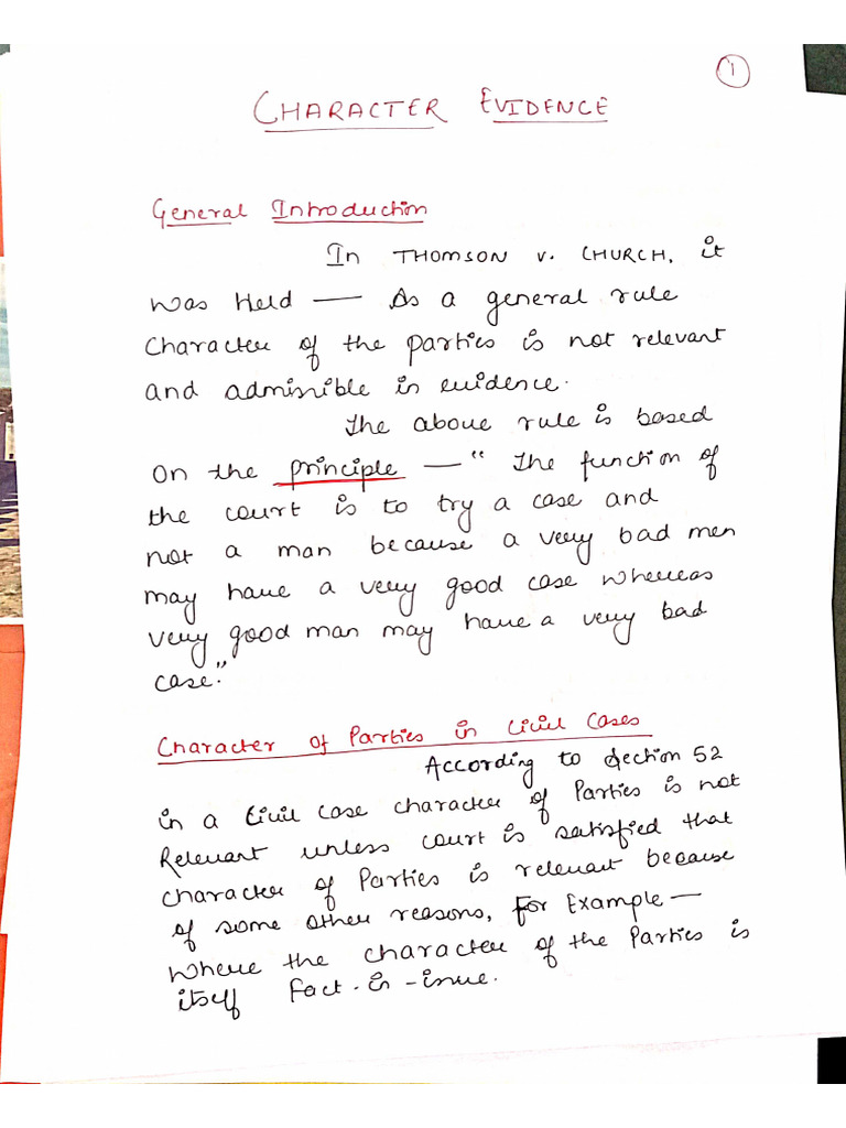 Character Evidence - Evidence | PDF