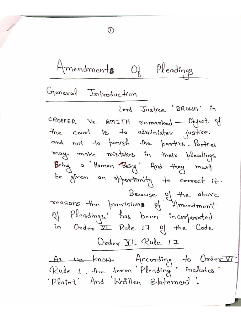 Amendment of Pleading ..CPC | PDF