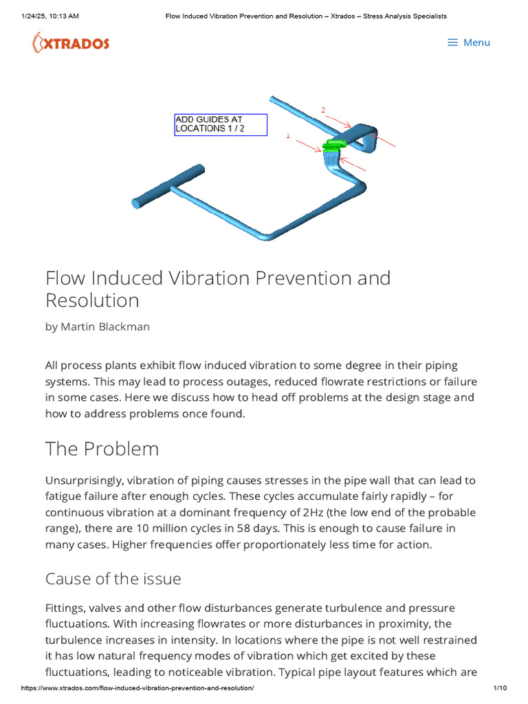 Flow Induced Vibration Solutions | PDF | Pipe (Fluid Conveyance ...