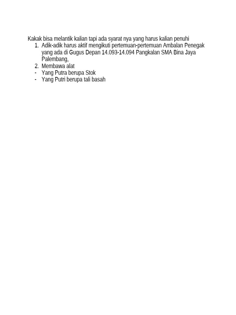 Kakak Bisa Melantik Kalian Tapi Ada Syarat Nya Yang Harus Kalian Penuhi | PDF