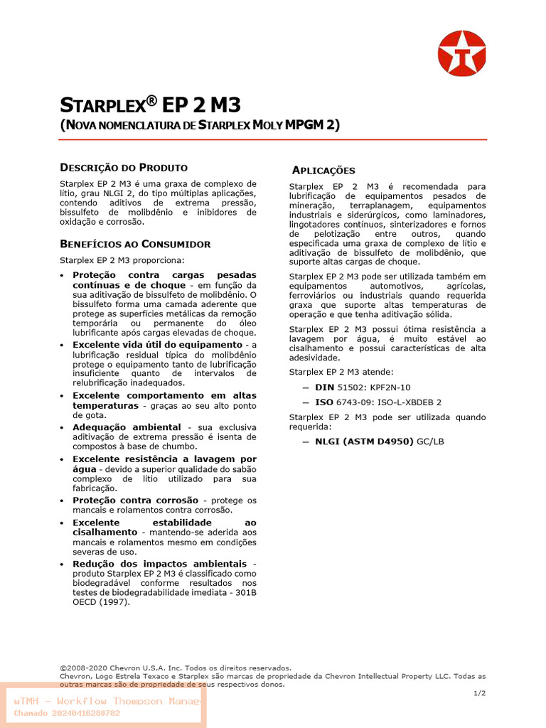 Ficha Tecnica Starplex Ep 2 M3 | PDF | Molibdênio | Lítio
