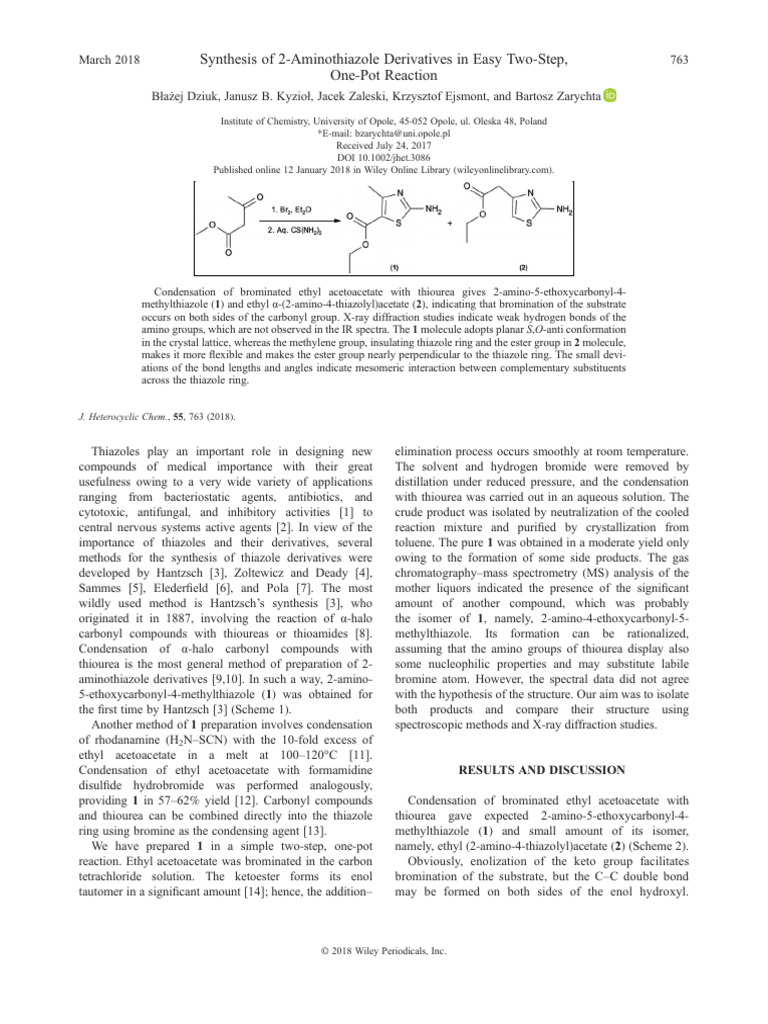 Journal of Heterocyclic Chem - 2018 - Dziuk - Synthesis of 2 ...