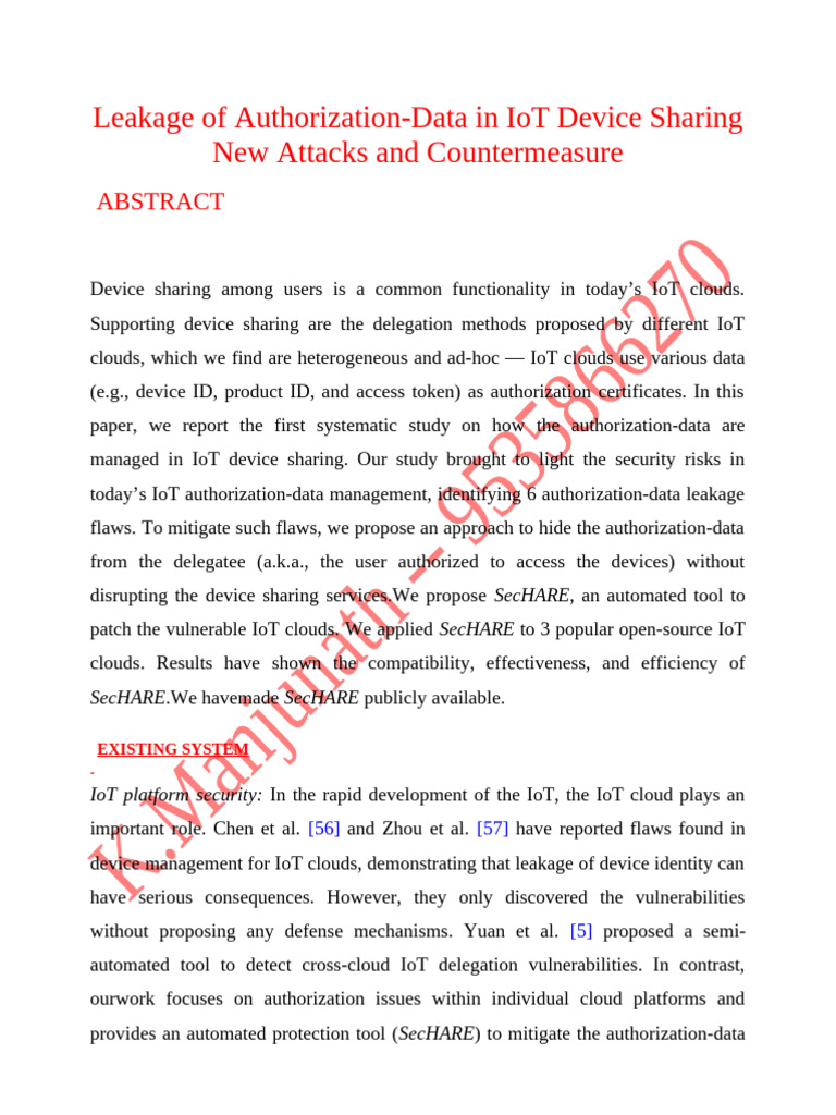 Leakage of Authorization-Data in IoT Device Sharing New Attacks and Countermeasure | PDF ...