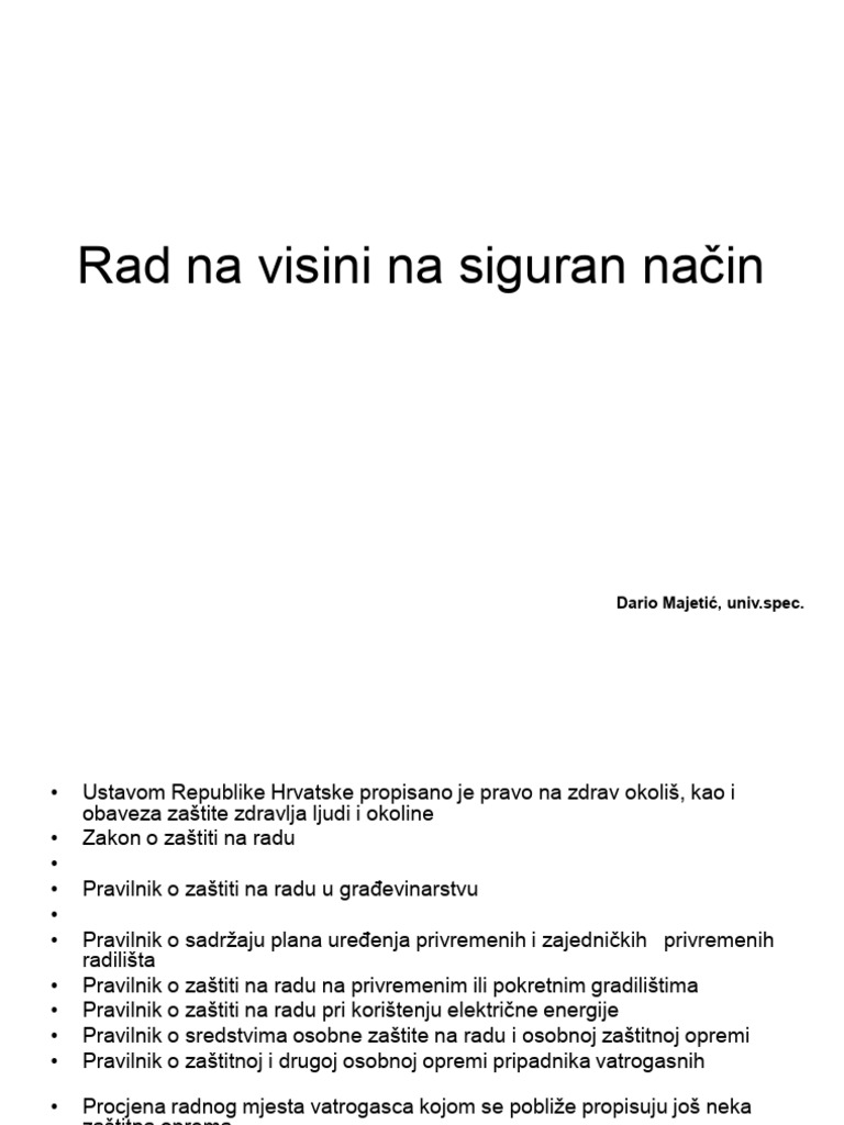 Rad Na Visini Na Siguran Nacin | PDF