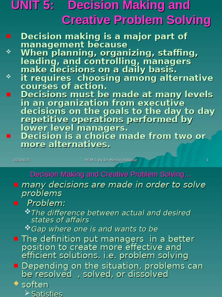 Decision Making & Problem Solving Strategies | PDF | Decision Making | Risk