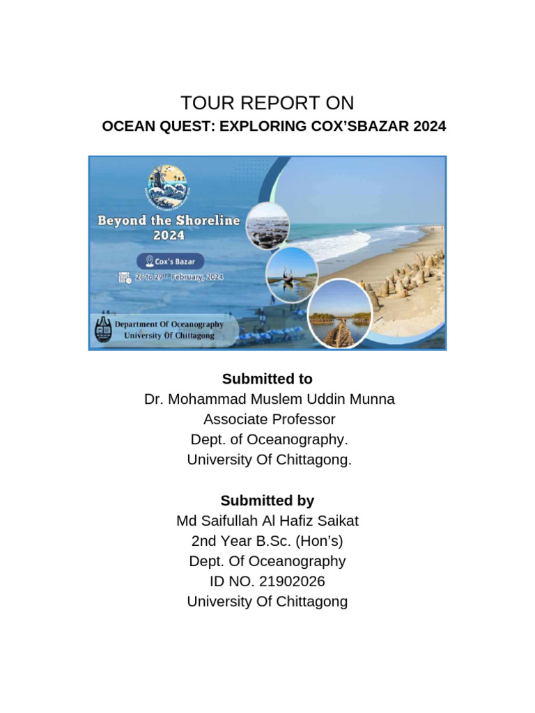 Tour Report | PDF | Oceanography | Hydrography