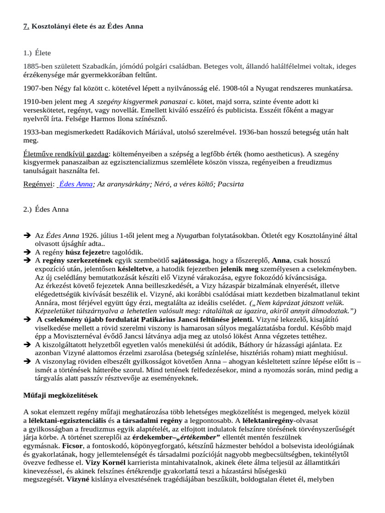 Kosztolányi Dezső: Édes Anna | PDF