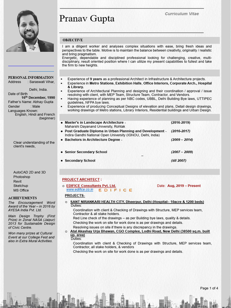 Pranav Gupta Project Architect CV | PDF