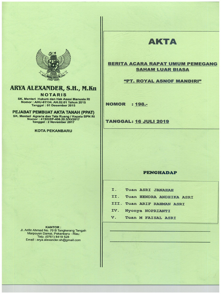 Akta Perubahan 1 | PDF