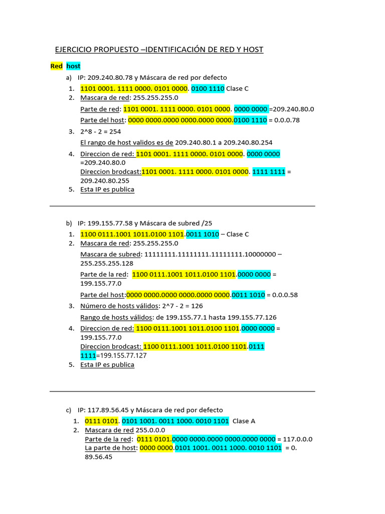 Actividad Identificación Red y Host Ivan | PDF | Dirección IP ...