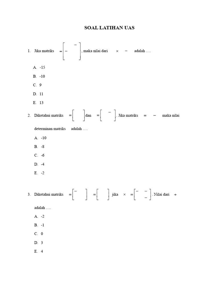 Soal Latihan Uas Sem 1 | PDF