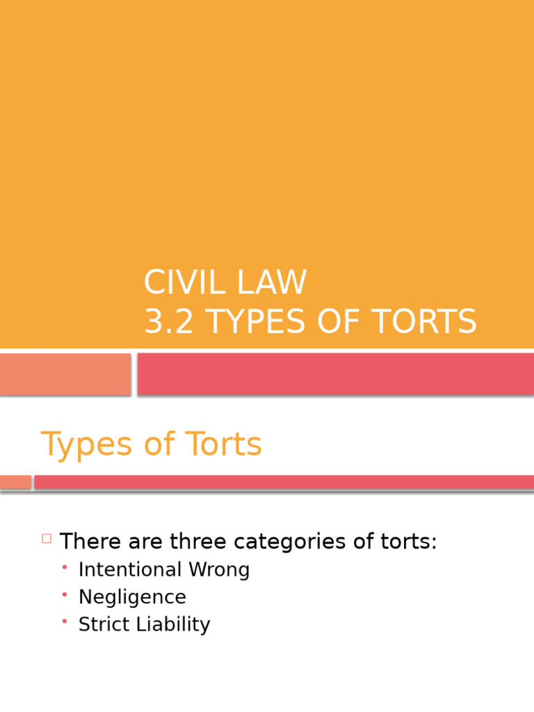 Understanding Types of Torts in Civil Law | PDF