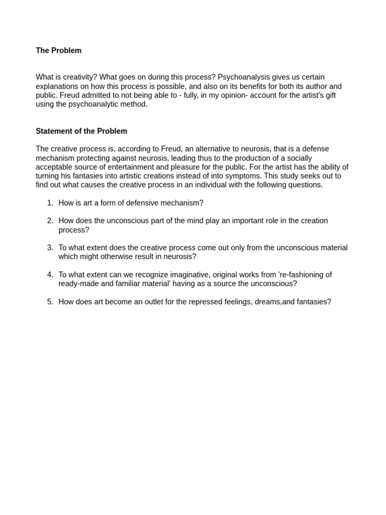 Thesis Abstract On Freud-1 | PDF | Unconscious Mind | Psychoanalysis