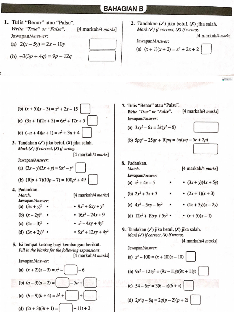 MATEMATIK TINGKATAN 2 BAB 2 | PDF