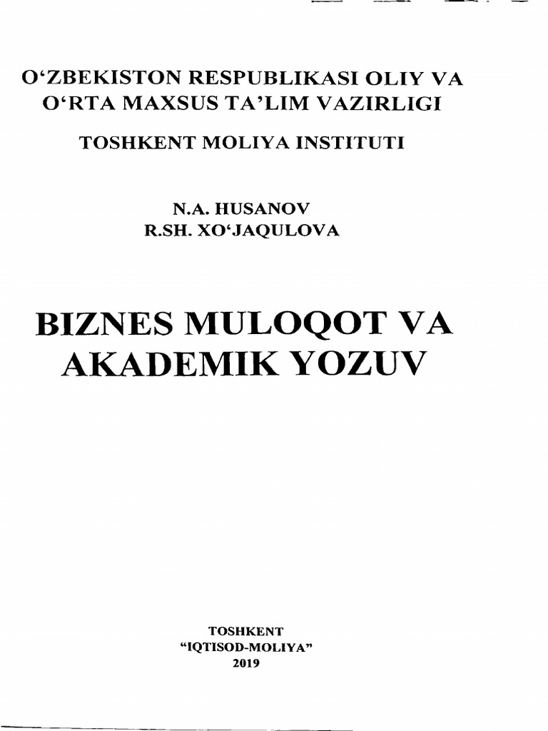 Biznes Muloqot Va Akademik Yozuv | PDF
